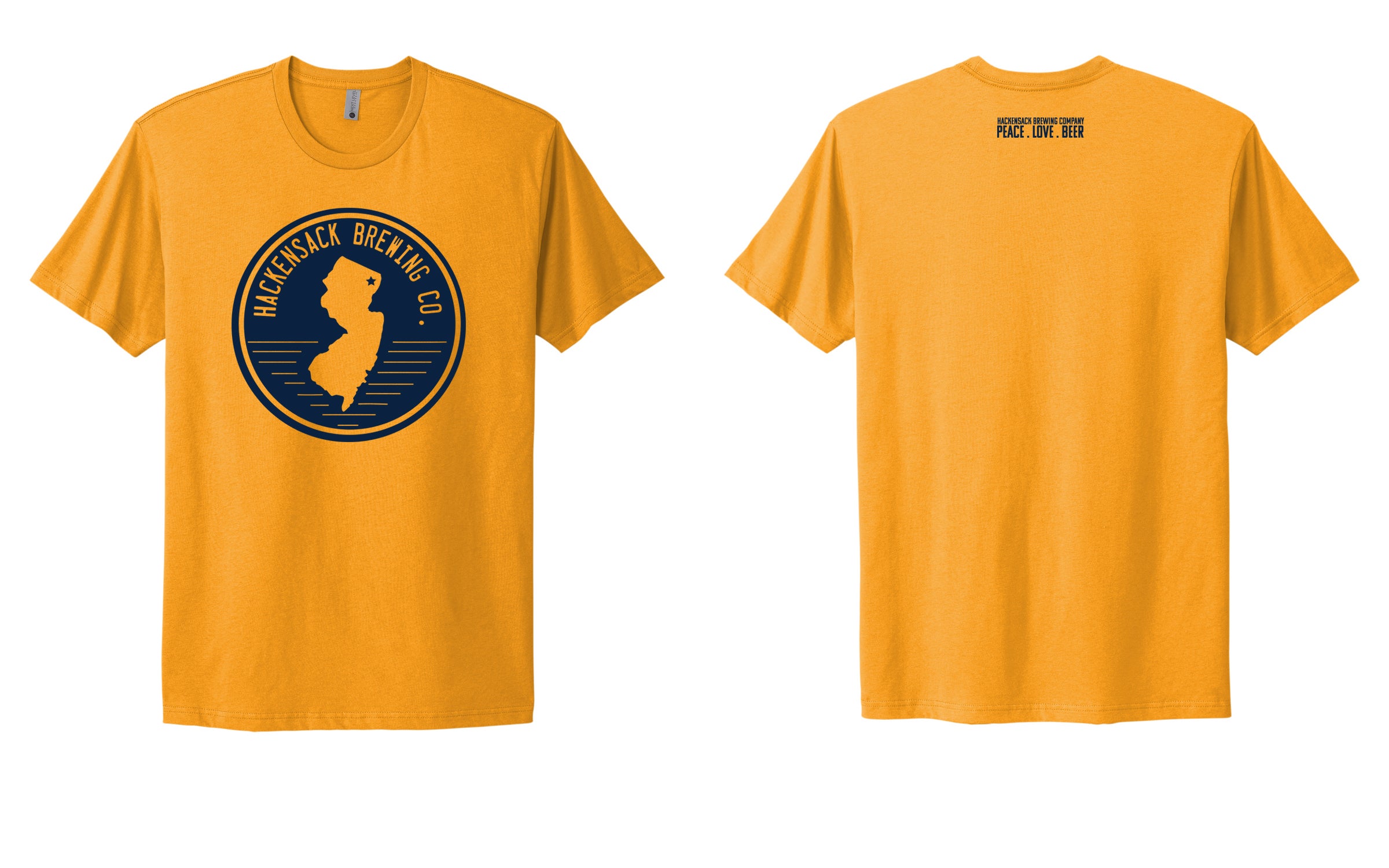 HBC Yellow Shirt / Navy Logo | Hackensack Brewing Company